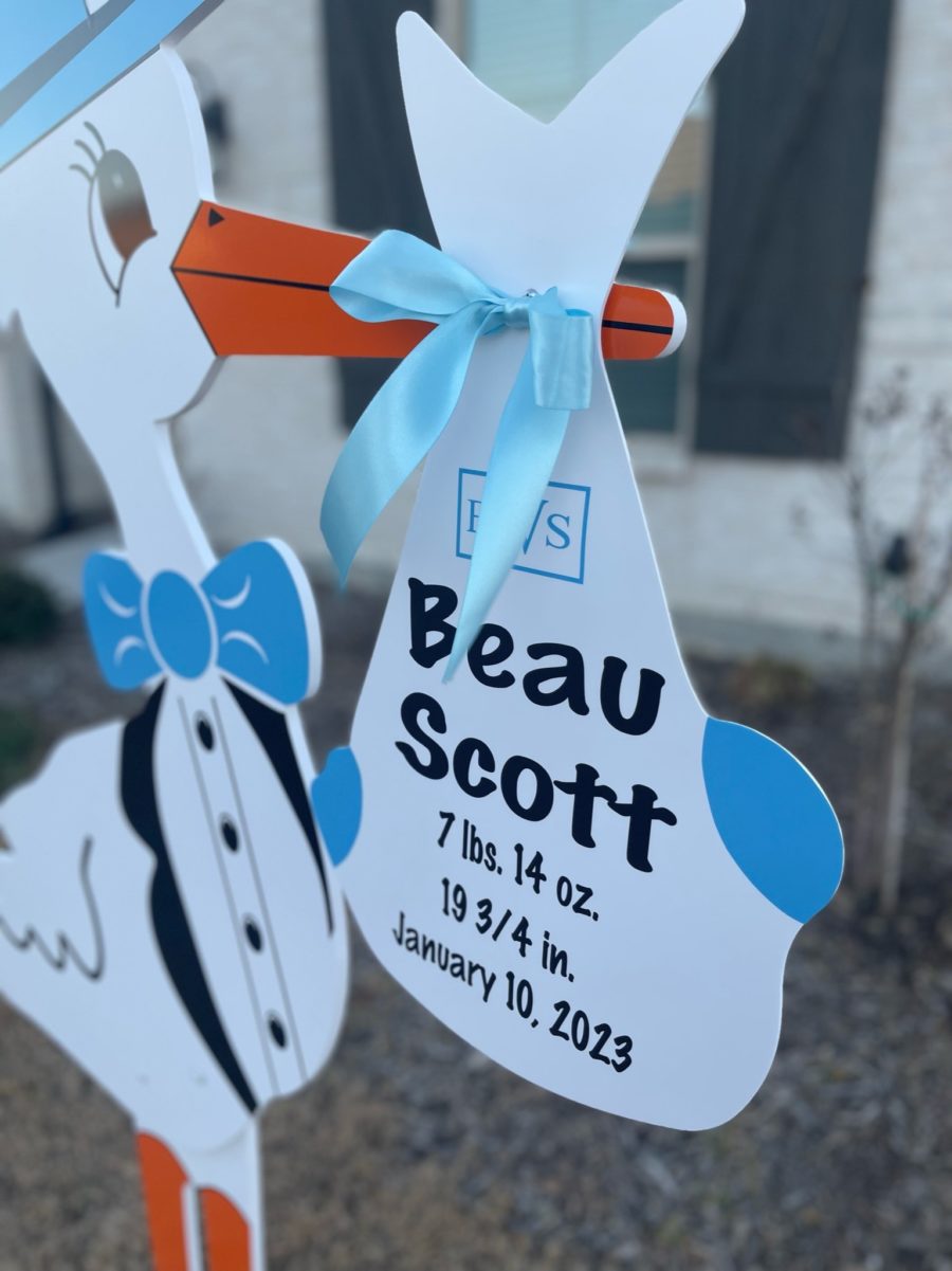 Gallery - Small Town Storks : Baby announcement lawn sign in Grayson ...